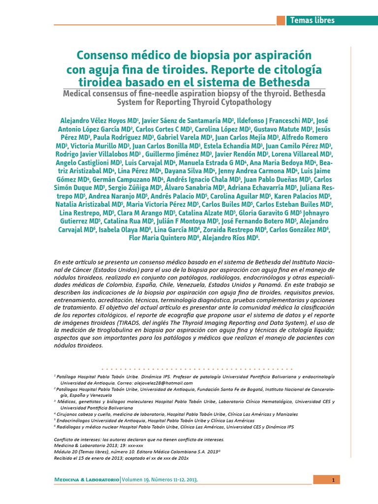 Tiroides Clasificación Bethesda | Biopsia | Ultrasonido médico