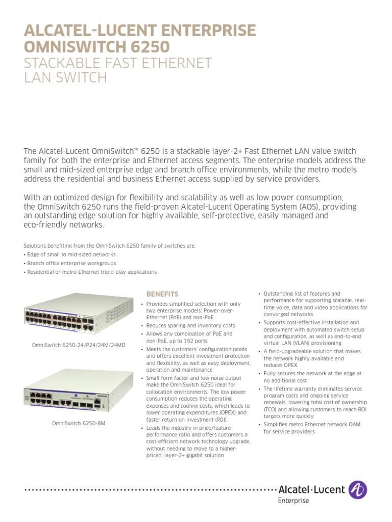 OmniSwitch 6250 Datasheet EN | PDF | Computer Network | I Pv6