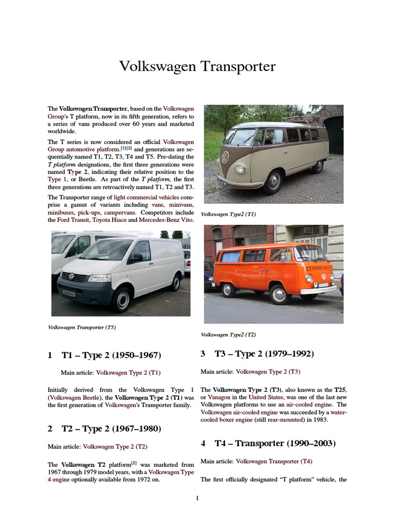 VW Transporter Over 60 Years | PDF | Wheeled Vehicles | Volkswagen Group