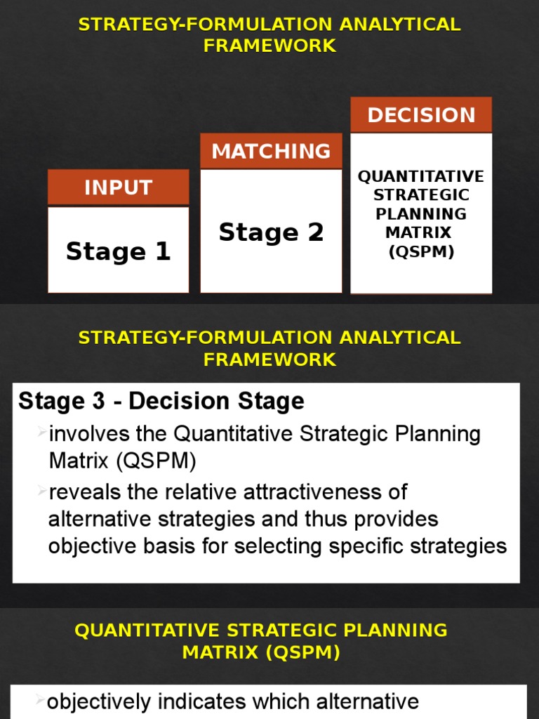 QSPM Strategy Formulation Guide | PDF | Strategic Planning | Matrix ...
