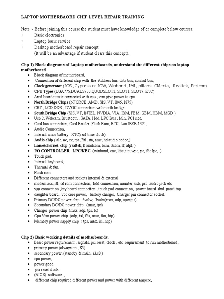 Laptop Motherboard Repair Details | PDF | Digital Electronics ...