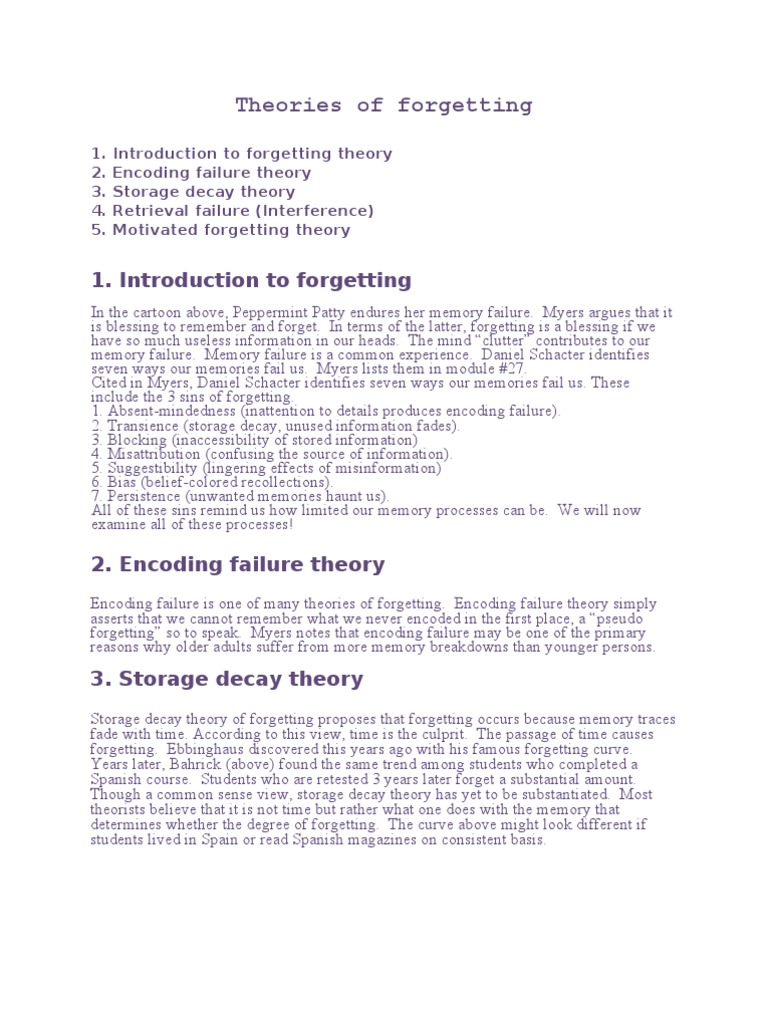 Theories of Forgetting | PDF | Recall (Memory) | Biological Processes