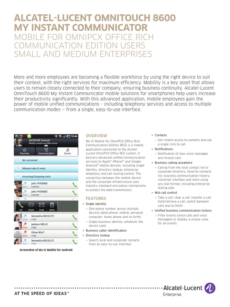 Alcatel-Lucent Omnitouch 8600 My Instant Communicator | PDF | Computer Network | Virtual Private ...