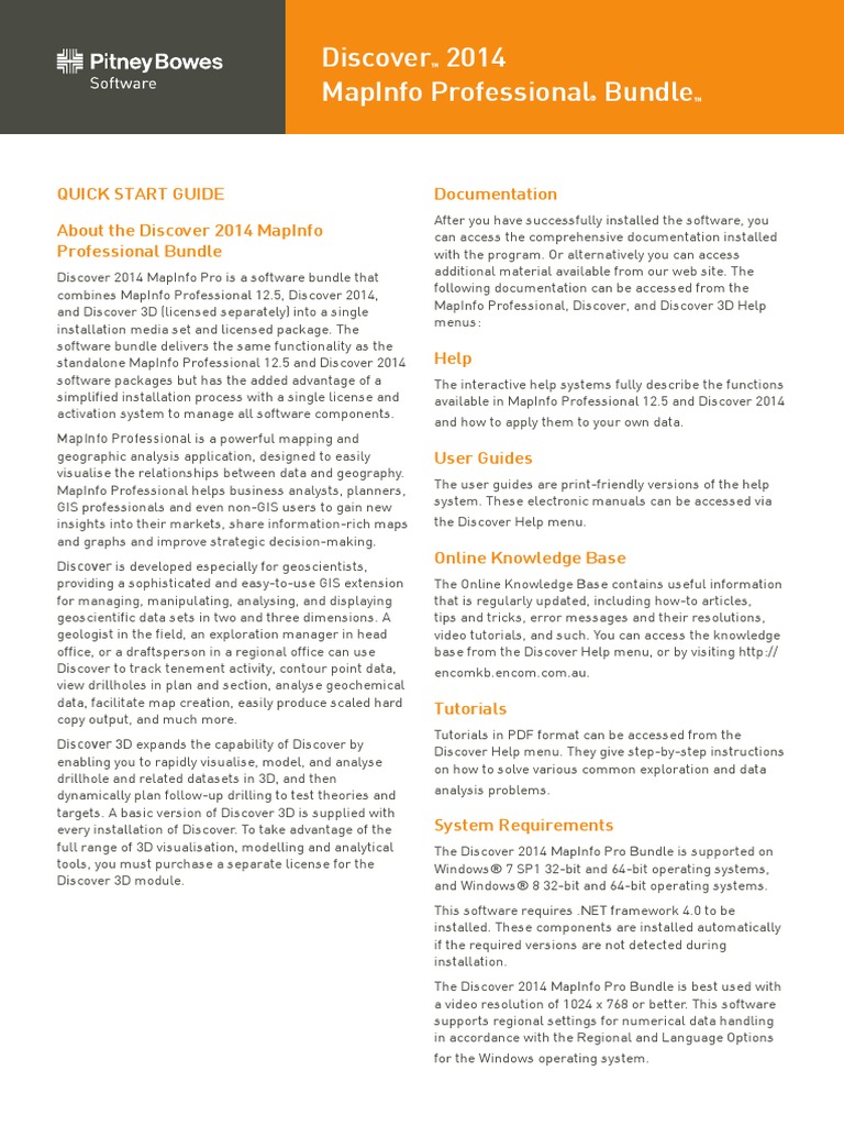 Discover Mapinfopro Qs Guide2014 | PDF | Installation (Computer ...