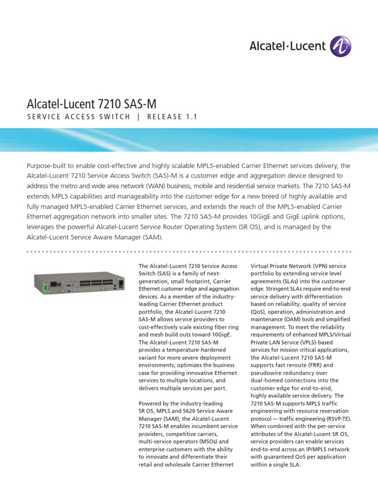 Alcatel Lucent 7210 SAS M | PDF | Multiprotocol Label Switching ...