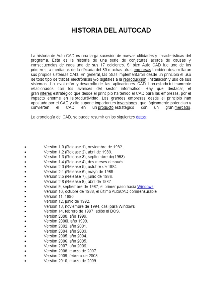 Historia Del Autocad | PDF | Interfaz de línea de comando | Dibujo