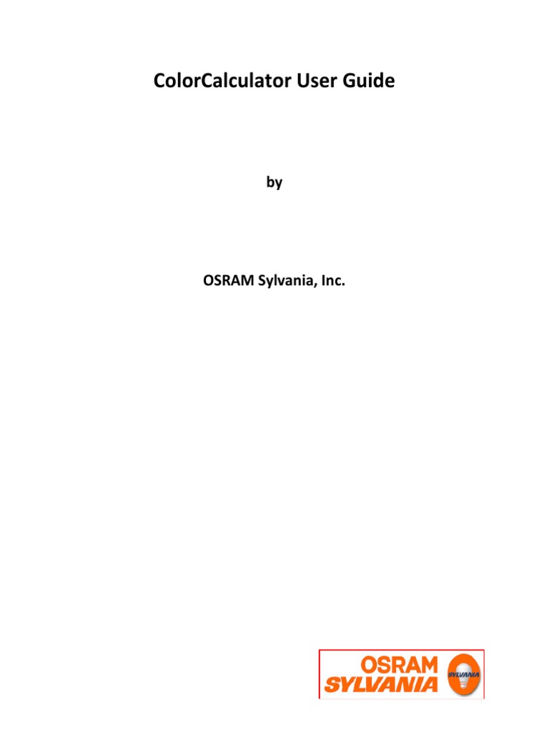 ColorCalculator User Guide | PDF | Optical Filter | Directory (Computing)