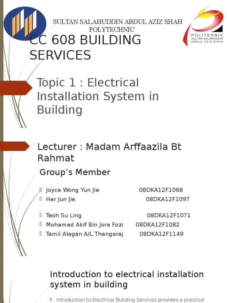 Topic 1 Electrical Installation System in Building | PDF | Electrical ...