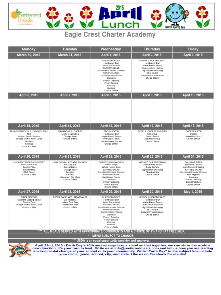 April Menu | PDF | Cooking, Food & Wine