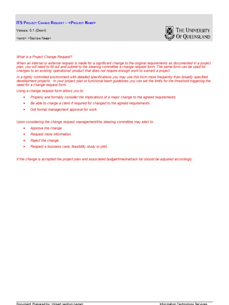Project Change Request | PDF | Business