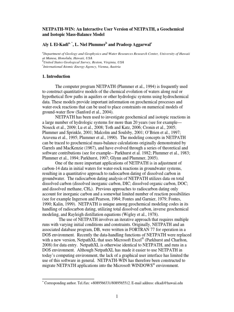 NETPATH WINdocumentation | PDF | Hydrogeology | Groundwater