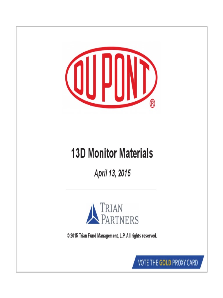 Trian 13D Presentation Dupont | PDF | Earnings Before Interest | Stocks