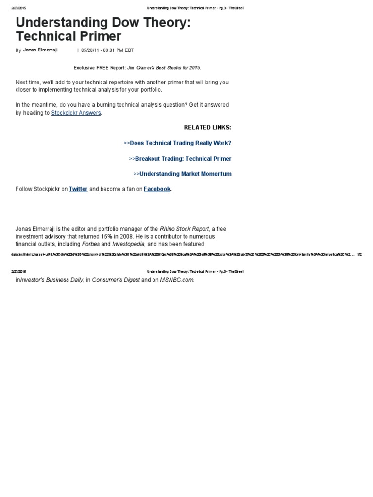 Understanding Dow Theory: Technical Primer: Stockpickr Answers | PDF