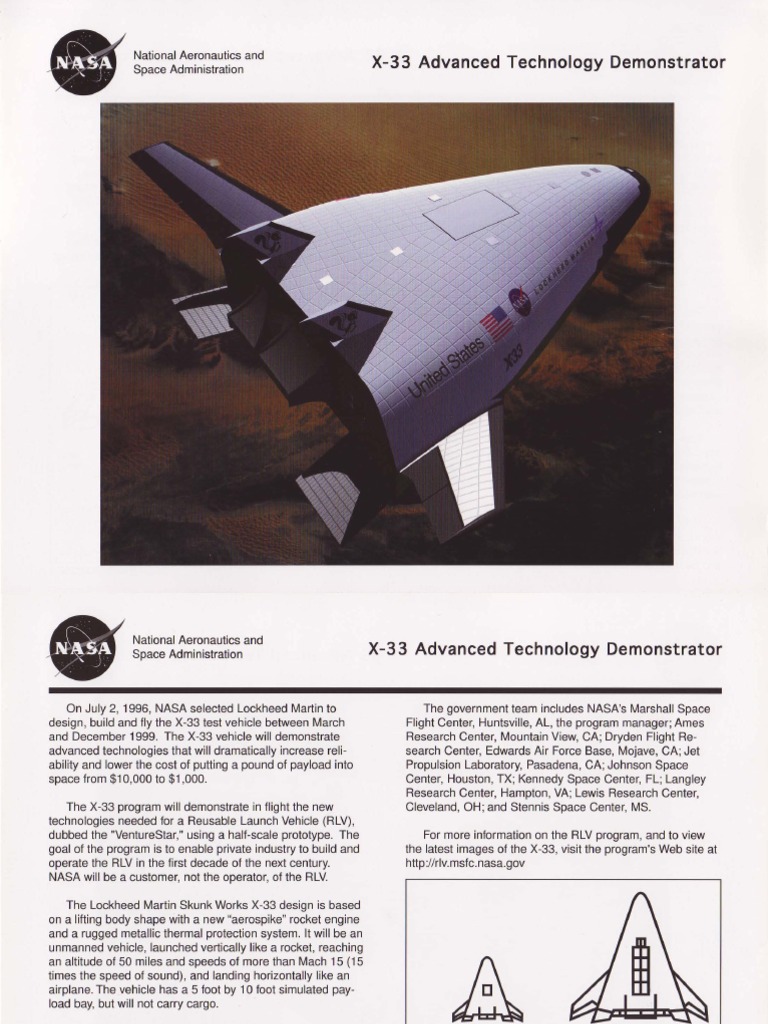 X33 Advanced Technology Demonstrator PDF | PDF | Reusable Launch System ...