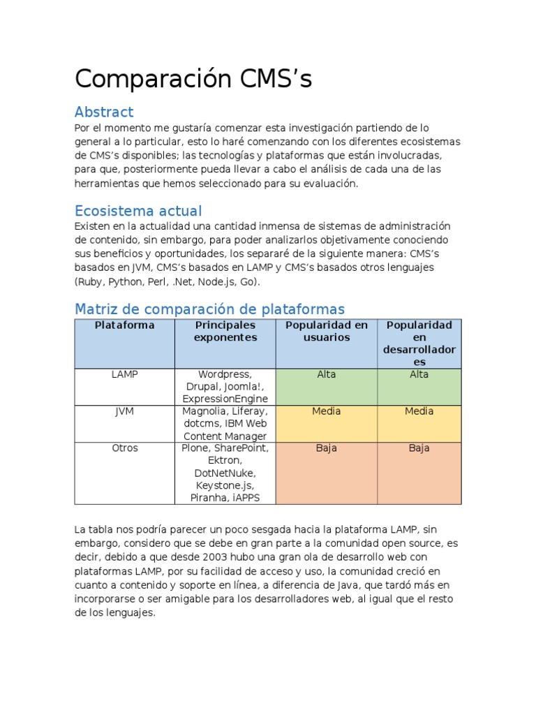 Comparación CMS | PDF | Drupal | Mi sql