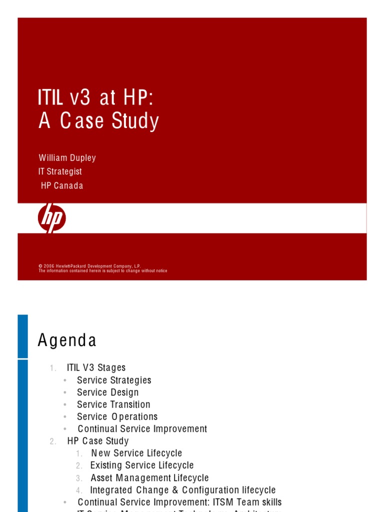 ITIL V3 at HP A Case Study | PDF | Itil | It Service Management