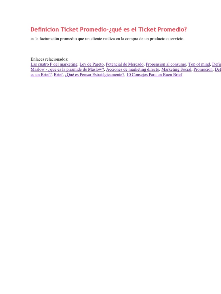 El ticket promedio: entendiendo la facturación media por cliente | PDF