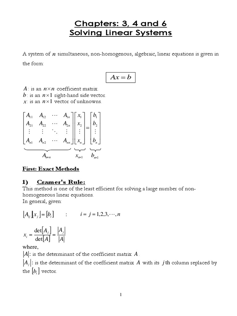 Numerical Analysis-Solving Linear Systems | PDF | Norm (Mathematics ...