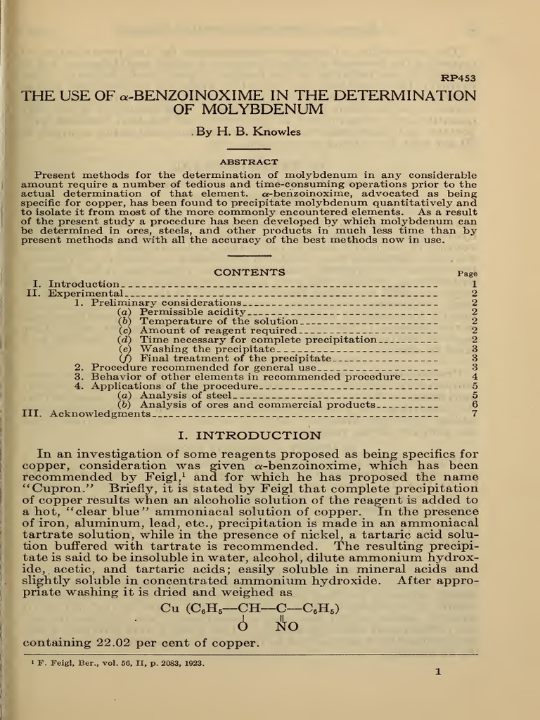 Determinacion de Moly | PDF | Molybdenum | Solubility