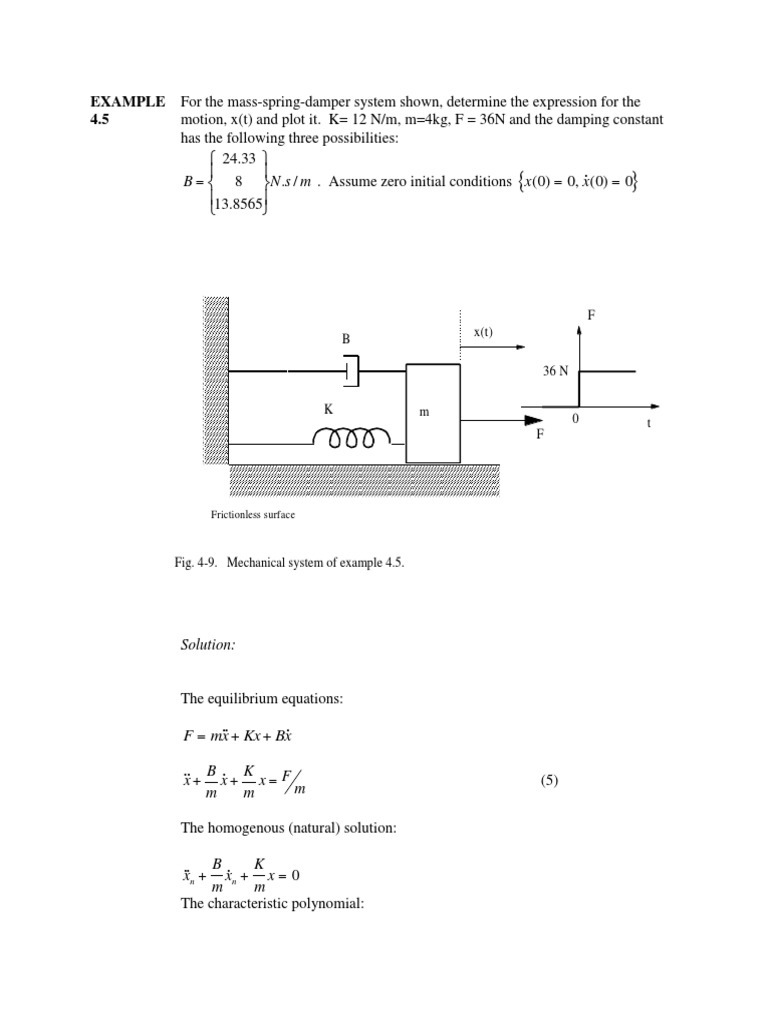 Mass Spring Damper | PDF | Equations | Mathematical Analysis