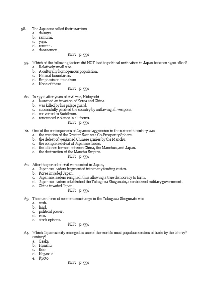 Chapter 20 AP Questions | PDF | Empire Of Japan | Qing Dynasty