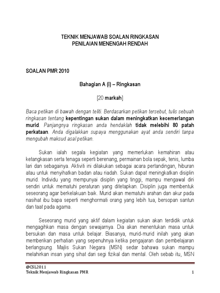Teknik Menjawab Soalan Ringkasan PDF | PDF | Gaya Hidup