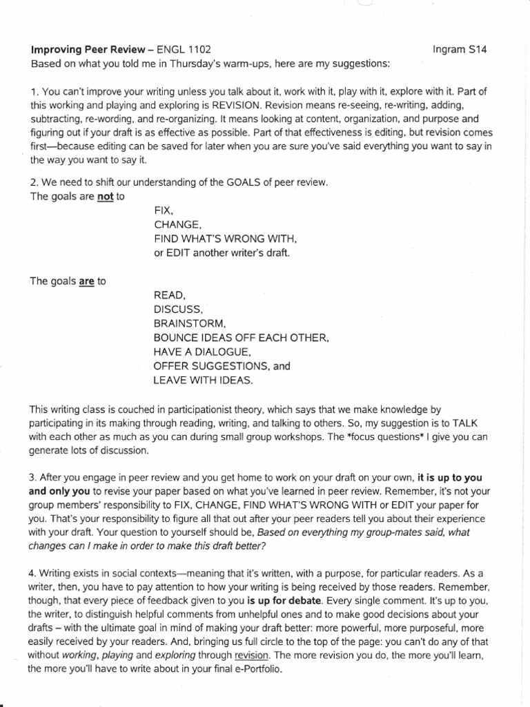 Enhancing Peer Review in Writing | PDF | Cognition | Communication