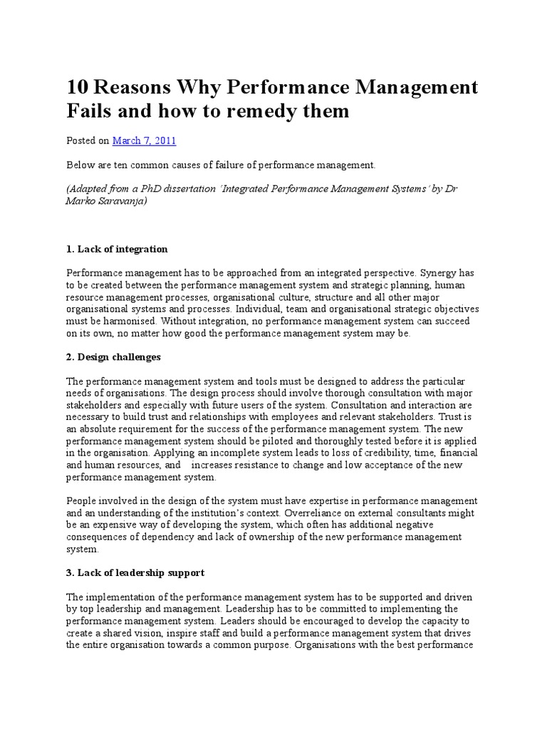 Reasons Performance Management Fails | PDF | Performance Management ...