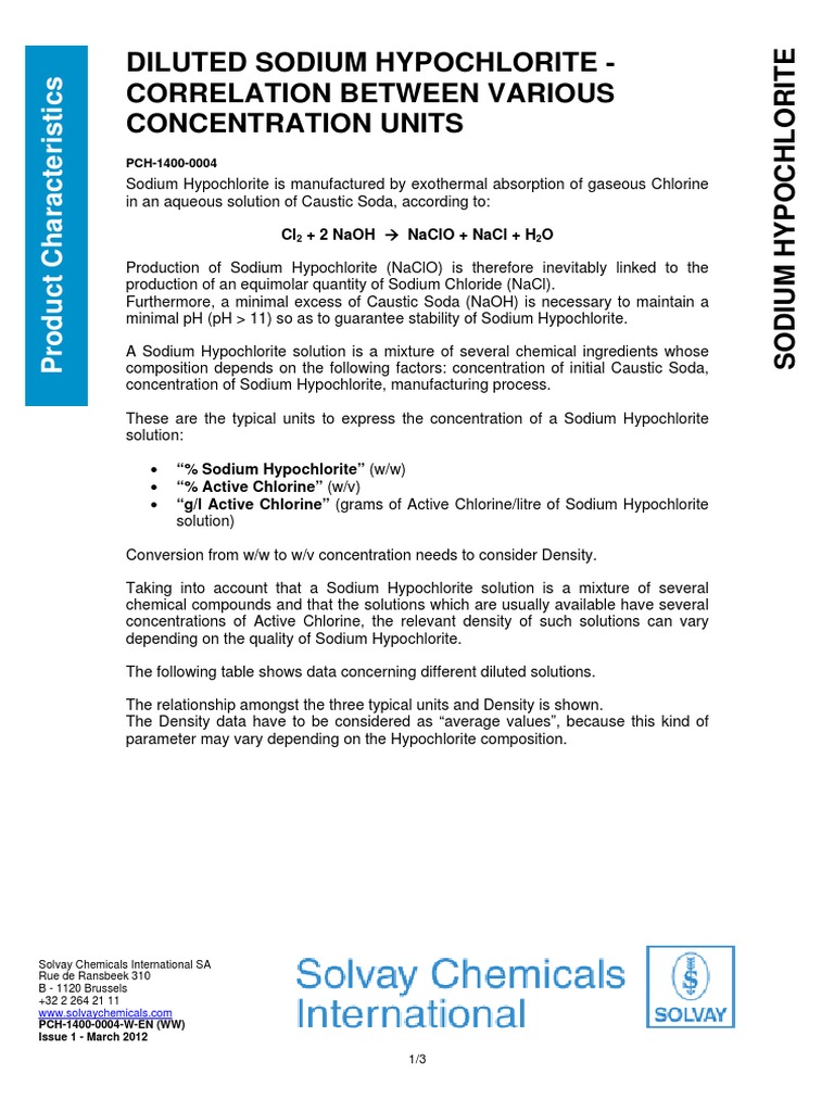 Sodium Hypochlorite | PDF | Chemical Substances | Chemistry