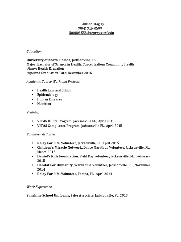 Allison Magley's Health Education Profile | PDF