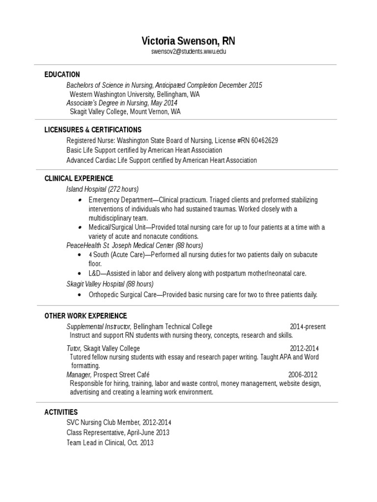 Victoria Swenson, RN: Nursing Profile | PDF | Self-Improvement | Wellness