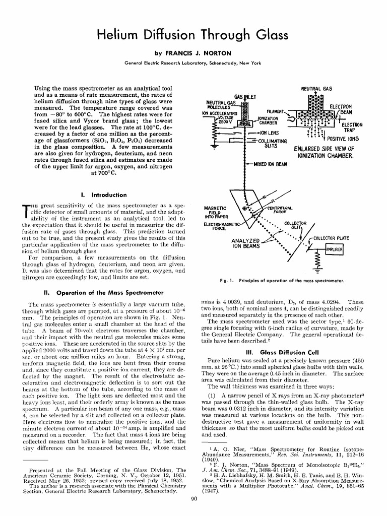 Helium Diffusion Rates in Glass Types | PDF | Glasses | Gases