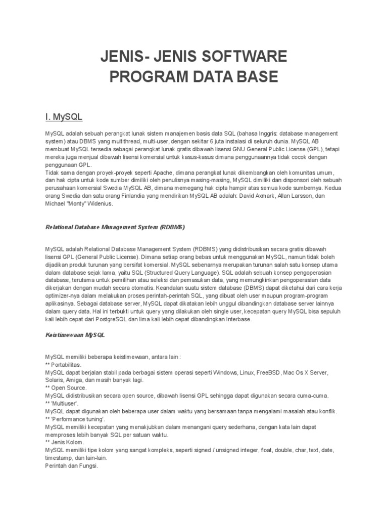 Artikel Macam-Macam Database | PDF