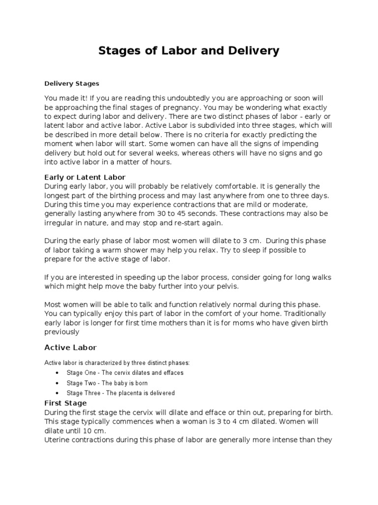 Stages of Labor and Delivery | Childbirth | Motherhood