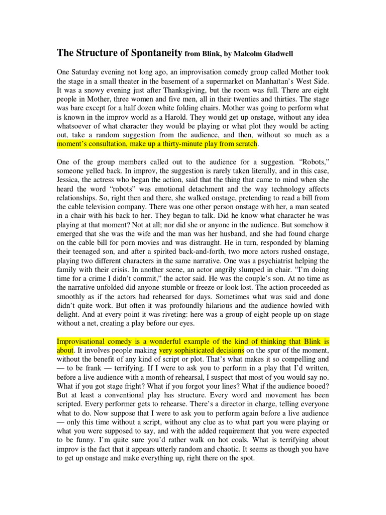Structure of Sponteneity | PDF | Improvisational Theatre | Actor