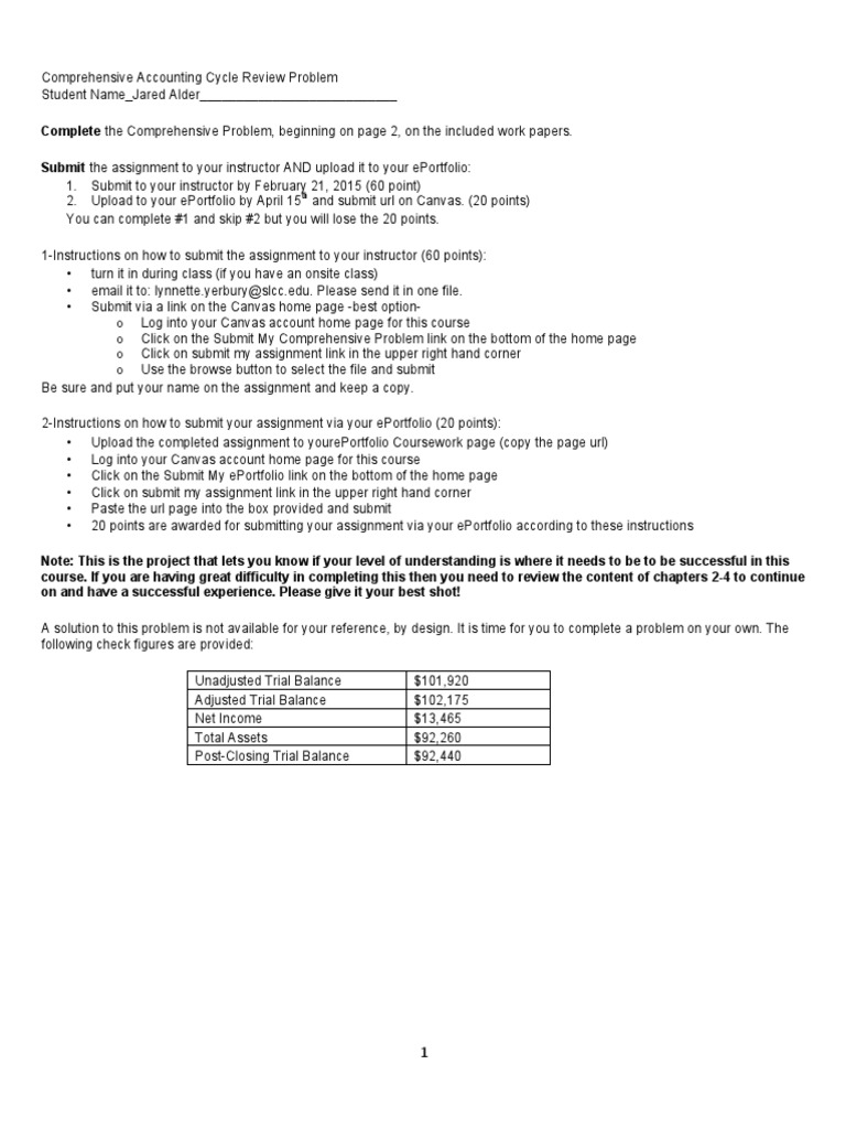 Comprehensive Accounting Cycle Review Problem Copy 2 | PDF | Debits And ...