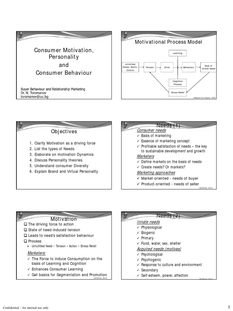 Consumer Motivation Personality and Behaviour | PDF | Motivation ...
