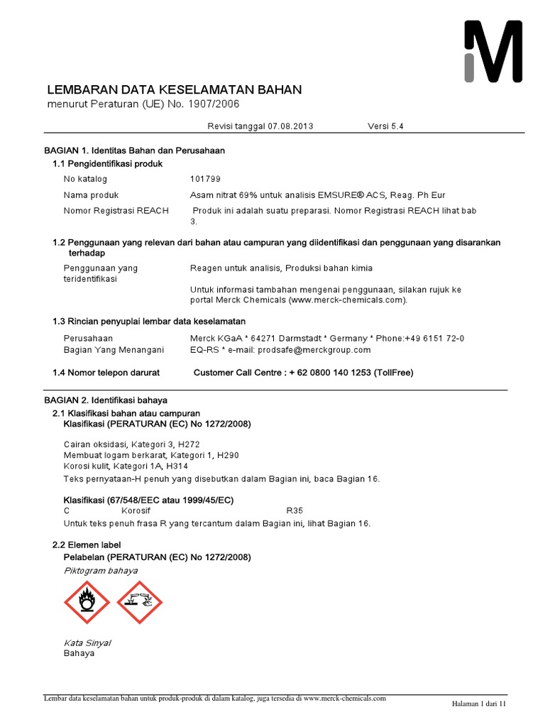 MSDS Hno3 69% | PDF