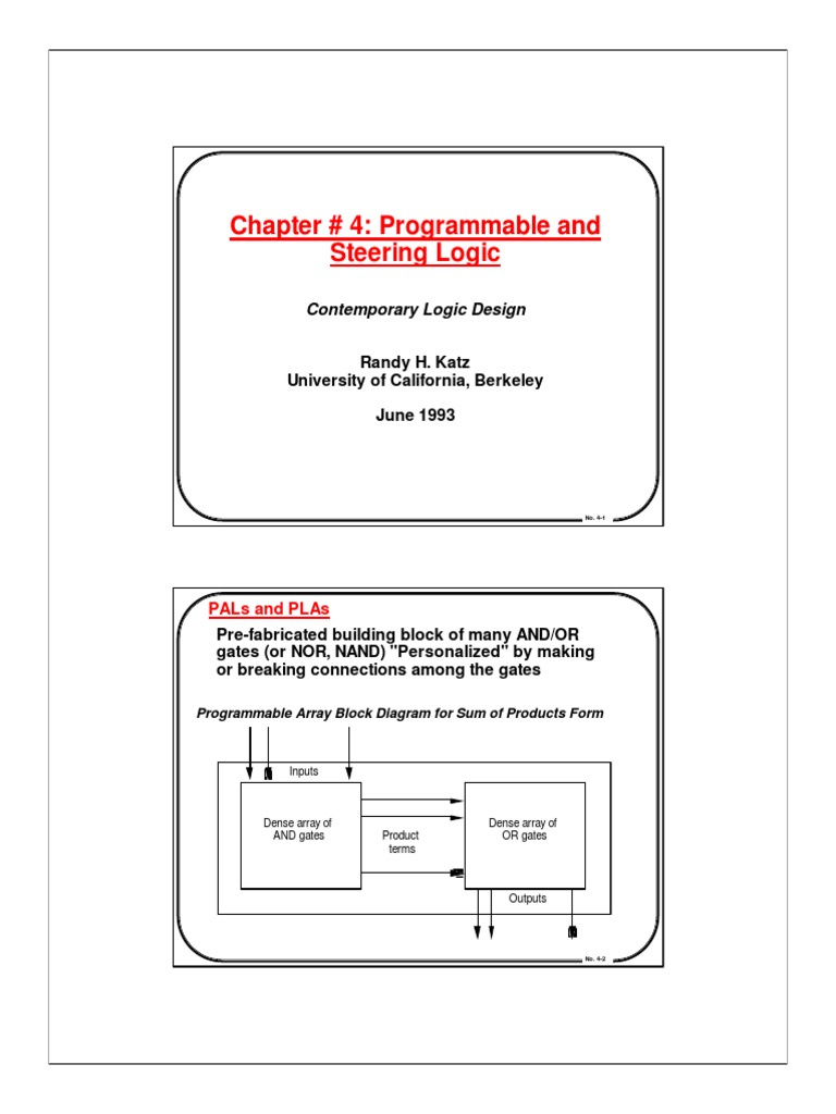 Chapter # 4: Programmable and Steering Logic: Randy H. Katz University ...