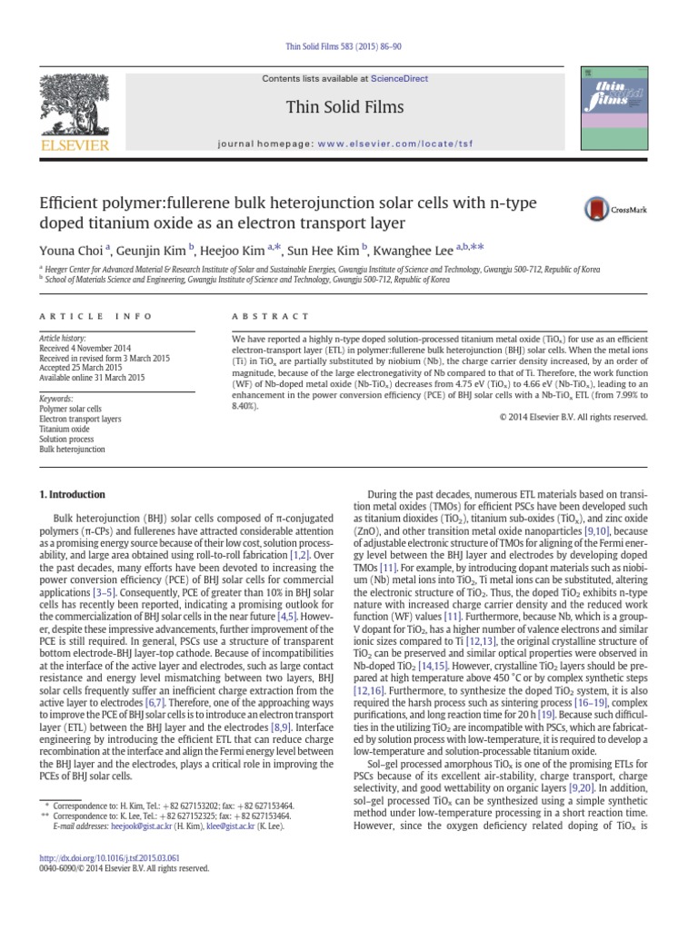 Thin Solid Films: Youna Choi, Geunjin Kim, Heejoo Kim, Sun Hee Kim, Kwanghee Lee | PDF ...