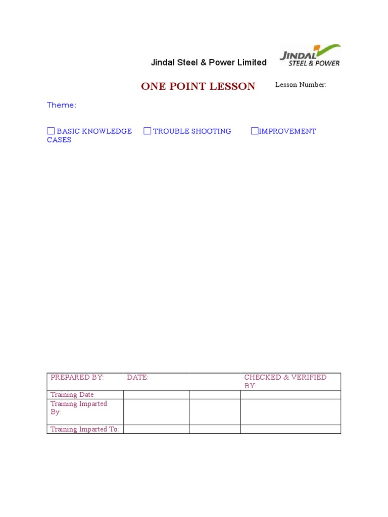 One Point Lesson Format | PDF