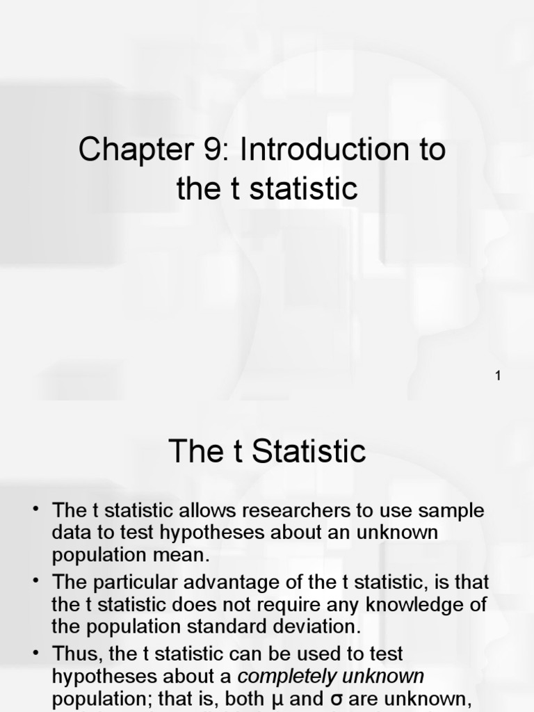 Chapter 9: Introduction To The T Statistic | PDF | Errors And Residuals | Statistical Hypothesis ...