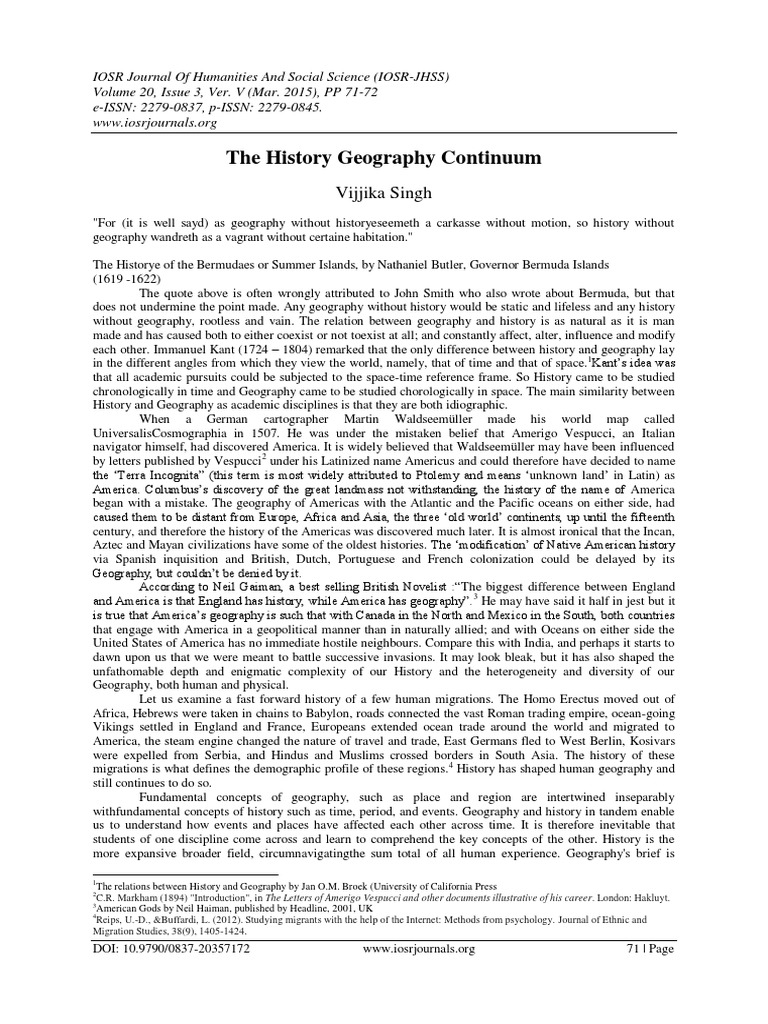 The History Geography Continuum | Download Free PDF | Geography | Americas