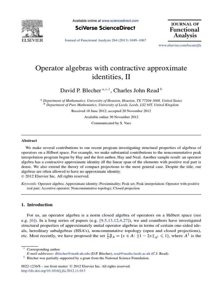 Operator Algebras With Contractive Approximate Identities, II | PDF ...