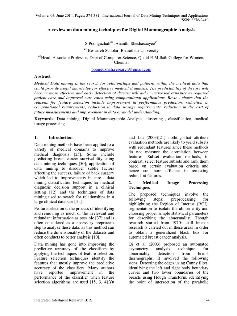 Paper13 PDF | PDF | Mammography | Data Mining