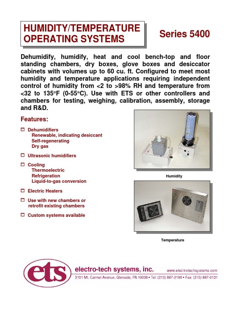 Series 5400 Humidity/Temperature Operating Systems: °F (0-55°C) - Use ...