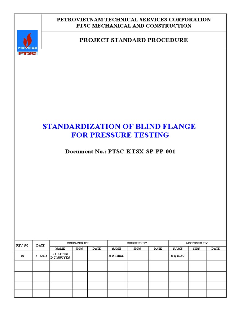 Standardization of Blind Flange Used For Pressure Testing - Cover-2306 ...