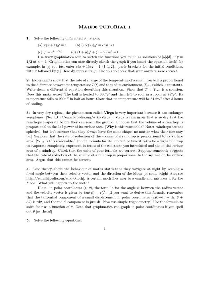 Differential Equations Tutorial with Graphical Solutions | PDF | Euclidean Vector | Velocity