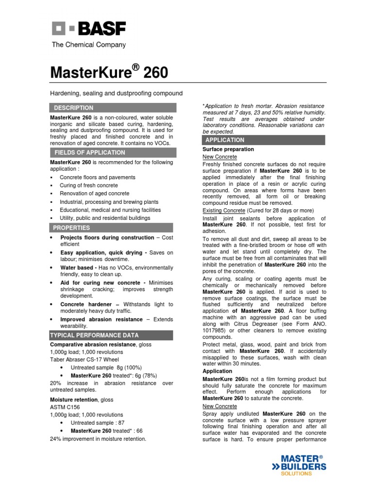 Masterkure 260-V1-Asean-0614 | PDF | Concrete | Building Engineering