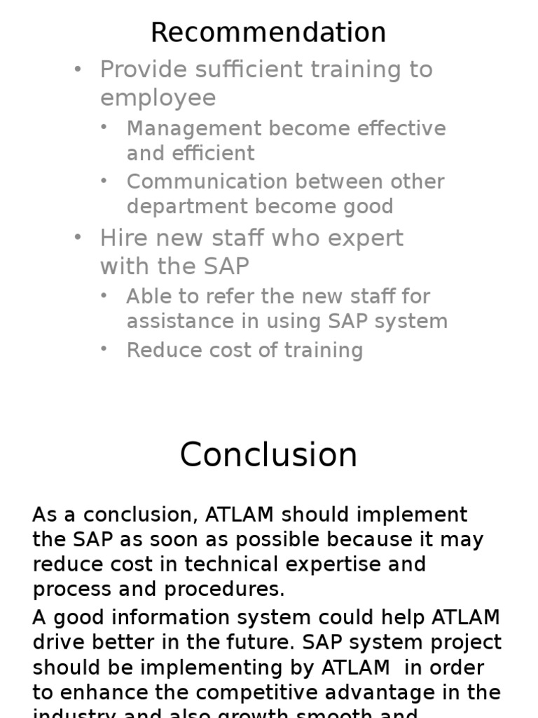 Implementing SAP for ATLAM's Growth | PDF